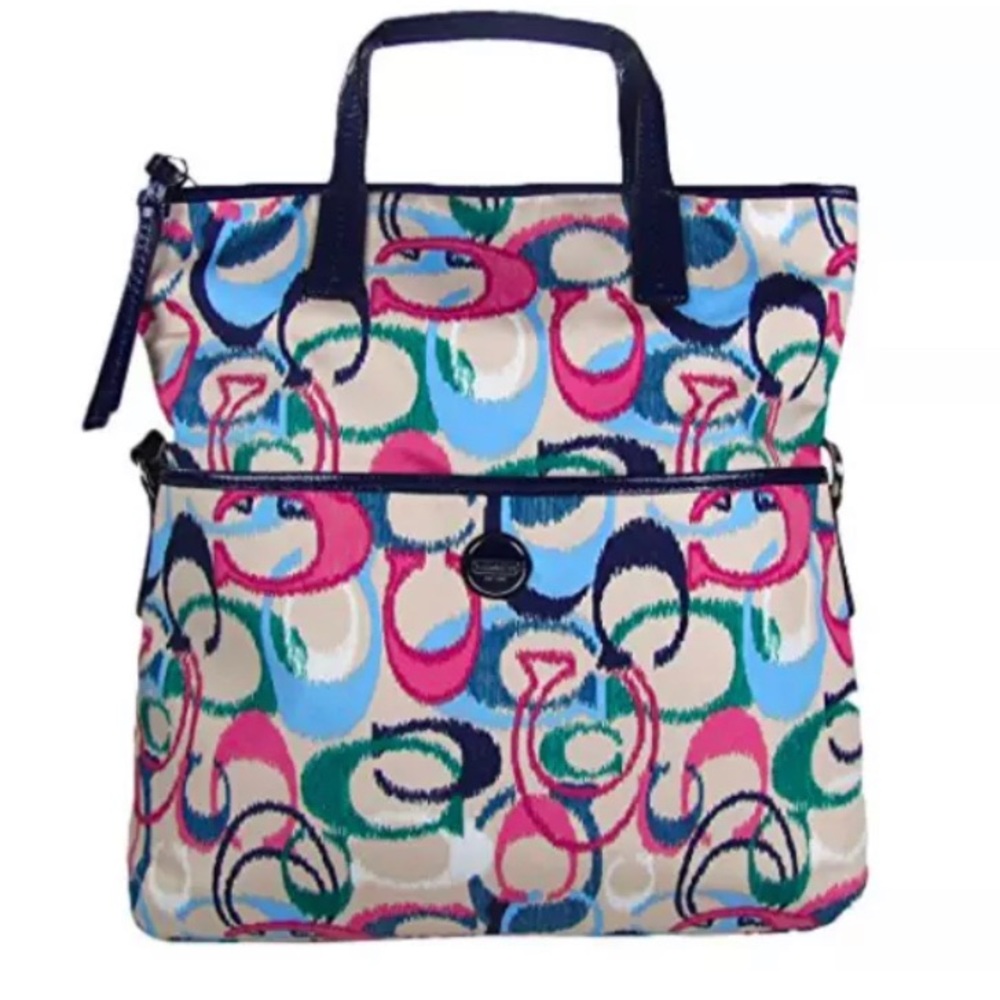 Coach Signature Ikat Scribble Print Foldover - Gem